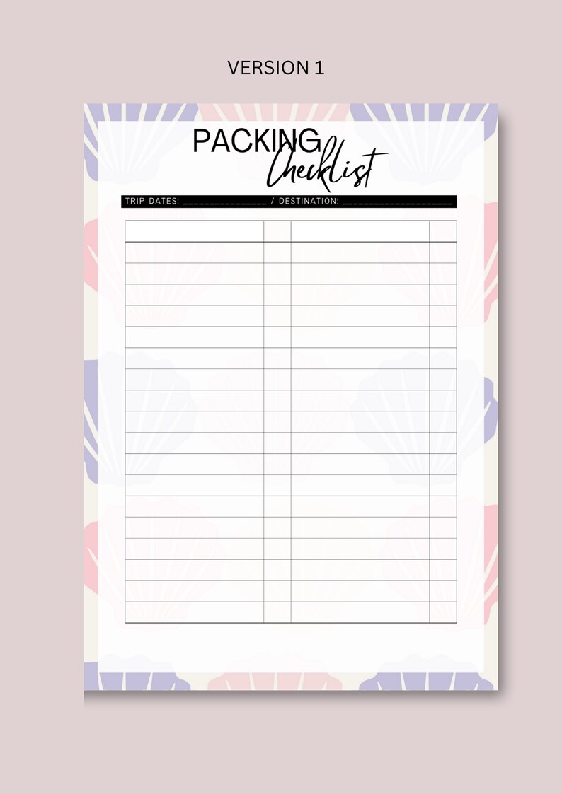 Simple Packing Checklist Printable, Vacation Planner, Road Trip Checklist, Travel Packing List ...
