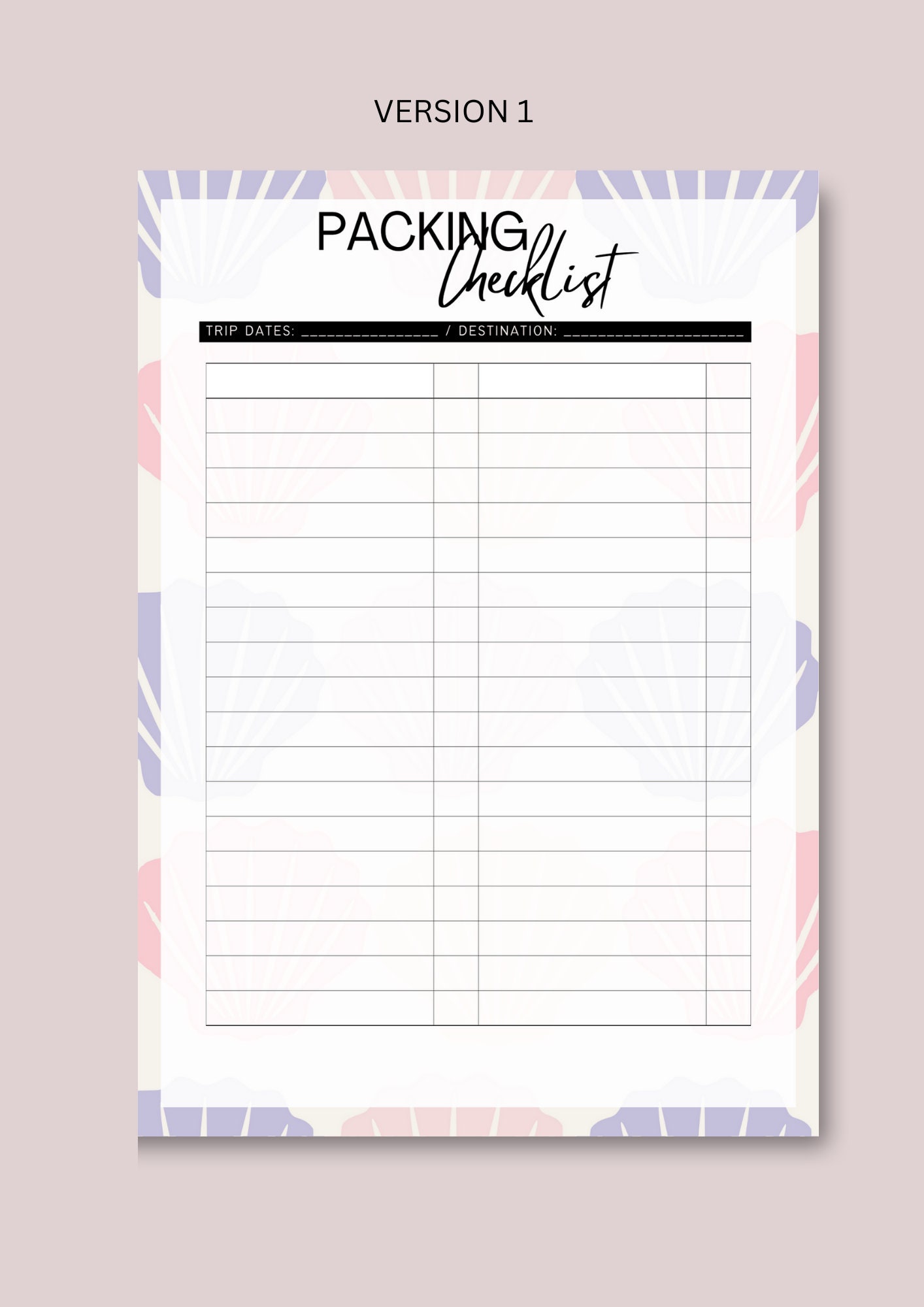 Simple Packing Checklist Printable, Vacation Planner, Road Trip ...