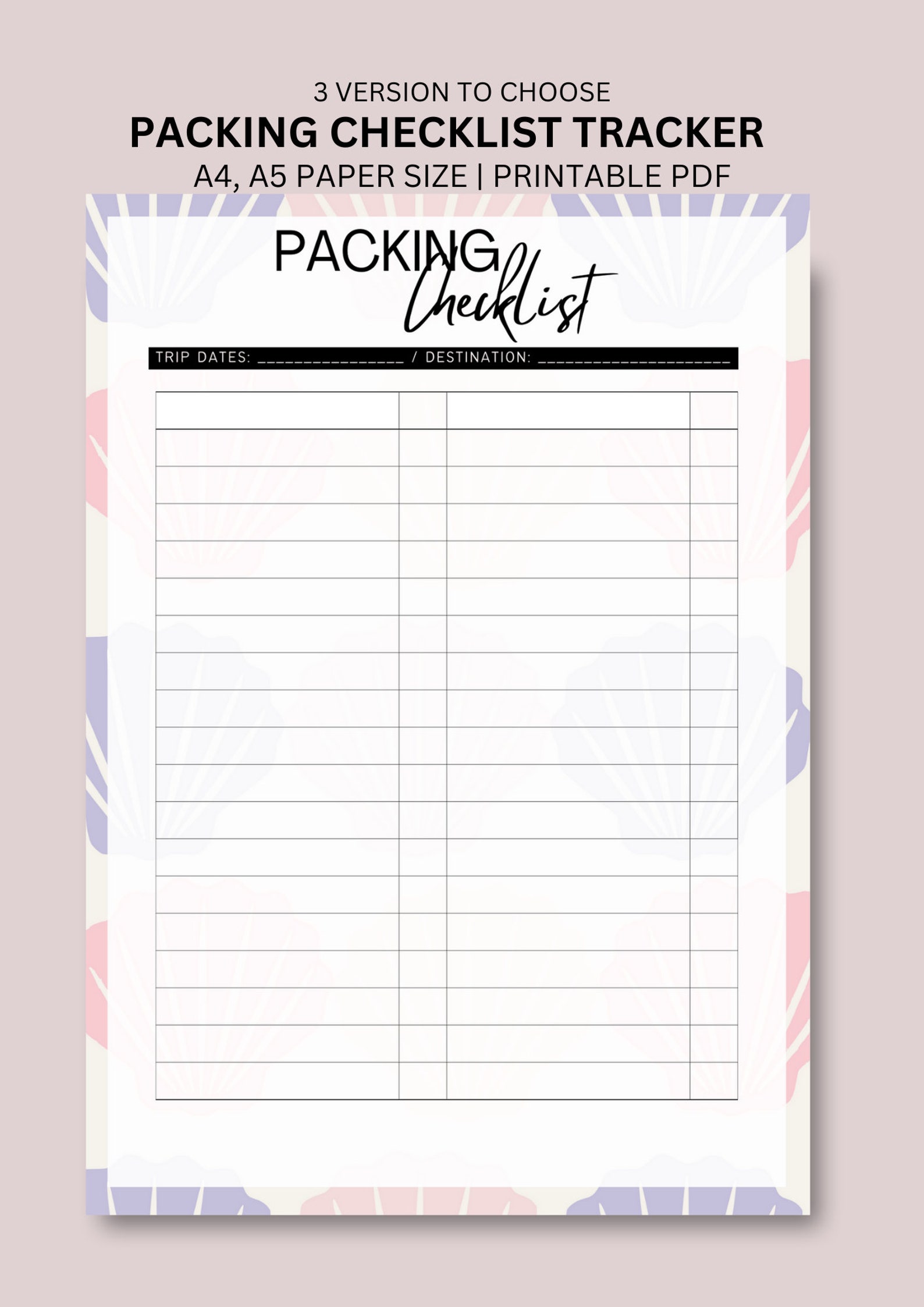 Simple Packing Checklist Printable, Vacation Planner, Road Trip ...