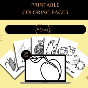 Fruits Coloring Printable Pages for Kids: Toddler Preschool ...