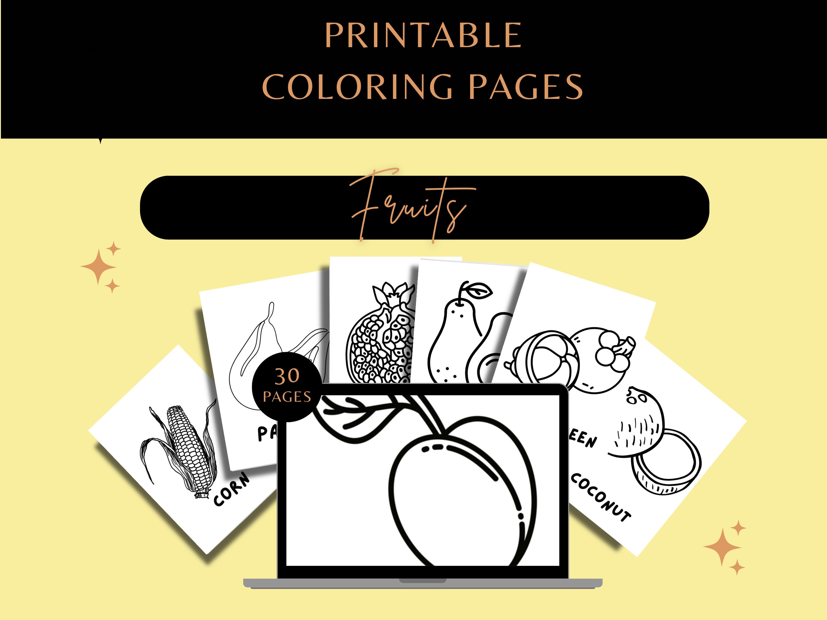 Fruits Coloring Printable Pages for Kids: Toddler Preschool ...