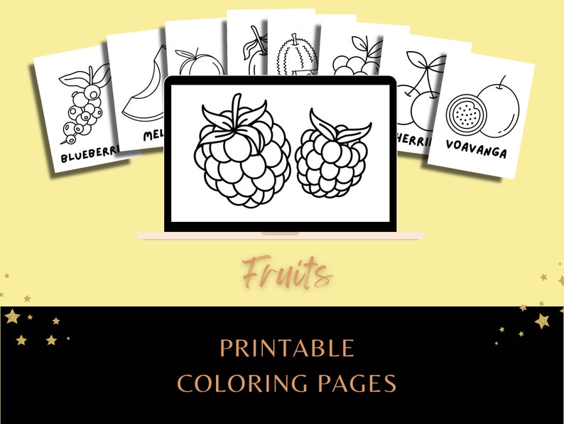 Fruits Coloring Printable Pages for Kids: Toddler Preschool ...