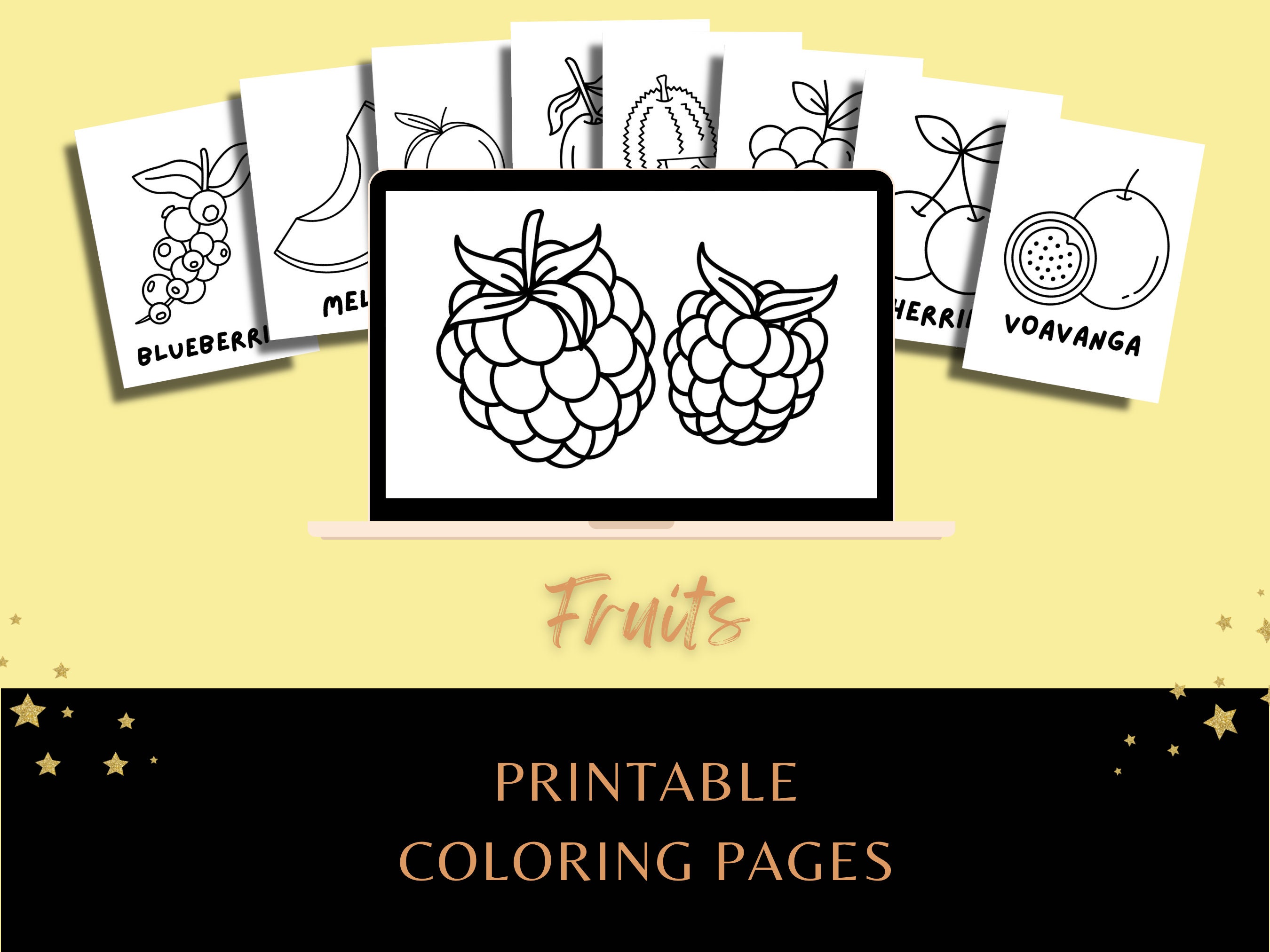 Fruits Coloring Printable Pages for Kids: Toddler Preschool ...