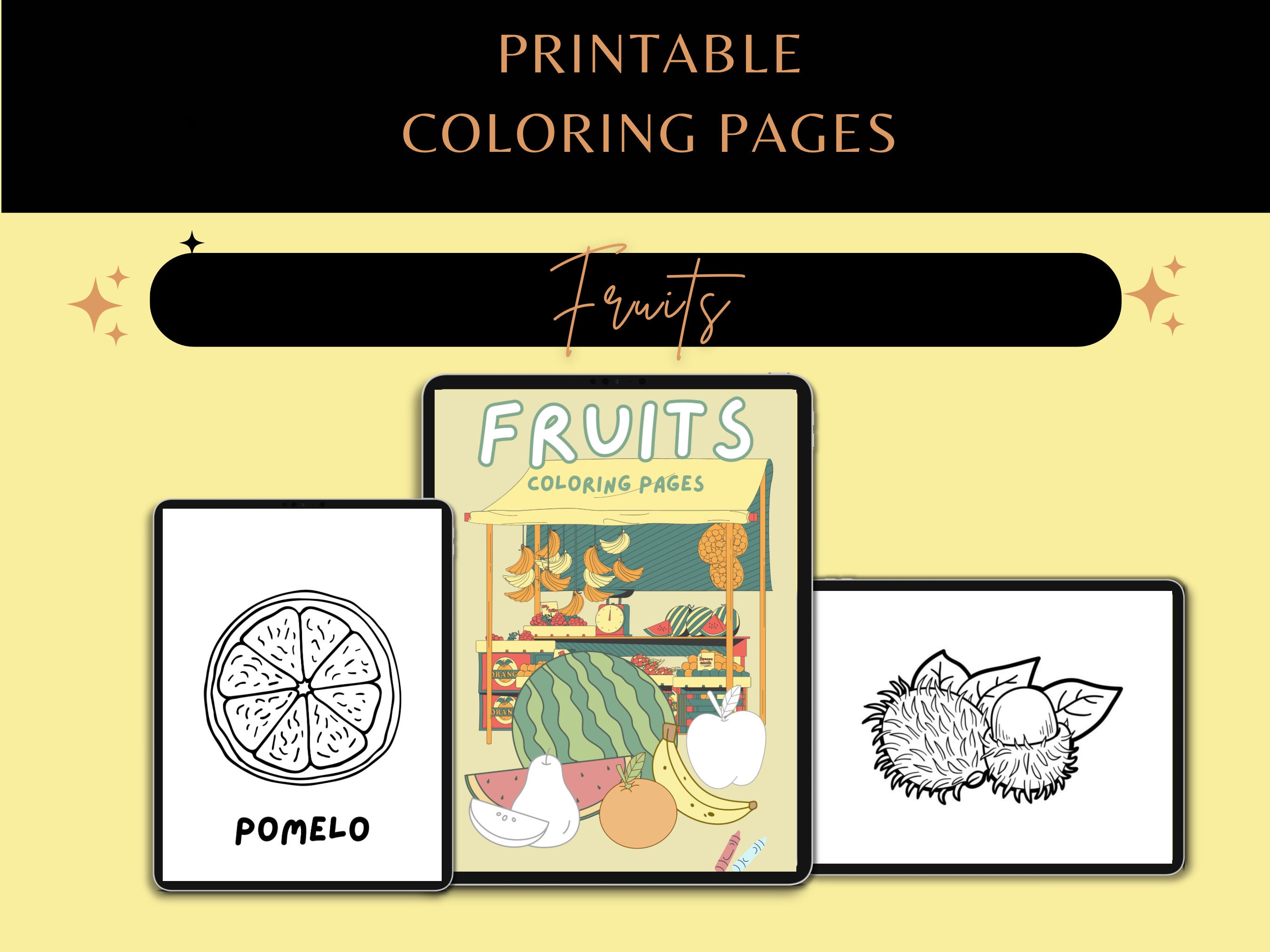 Fruits Coloring Printable Pages for Kids: Toddler Preschool ...