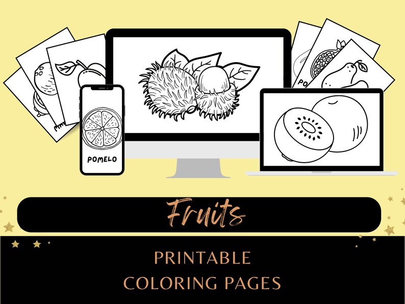 Fruits Coloring Printable Pages for Kids: Toddler Preschool ...
