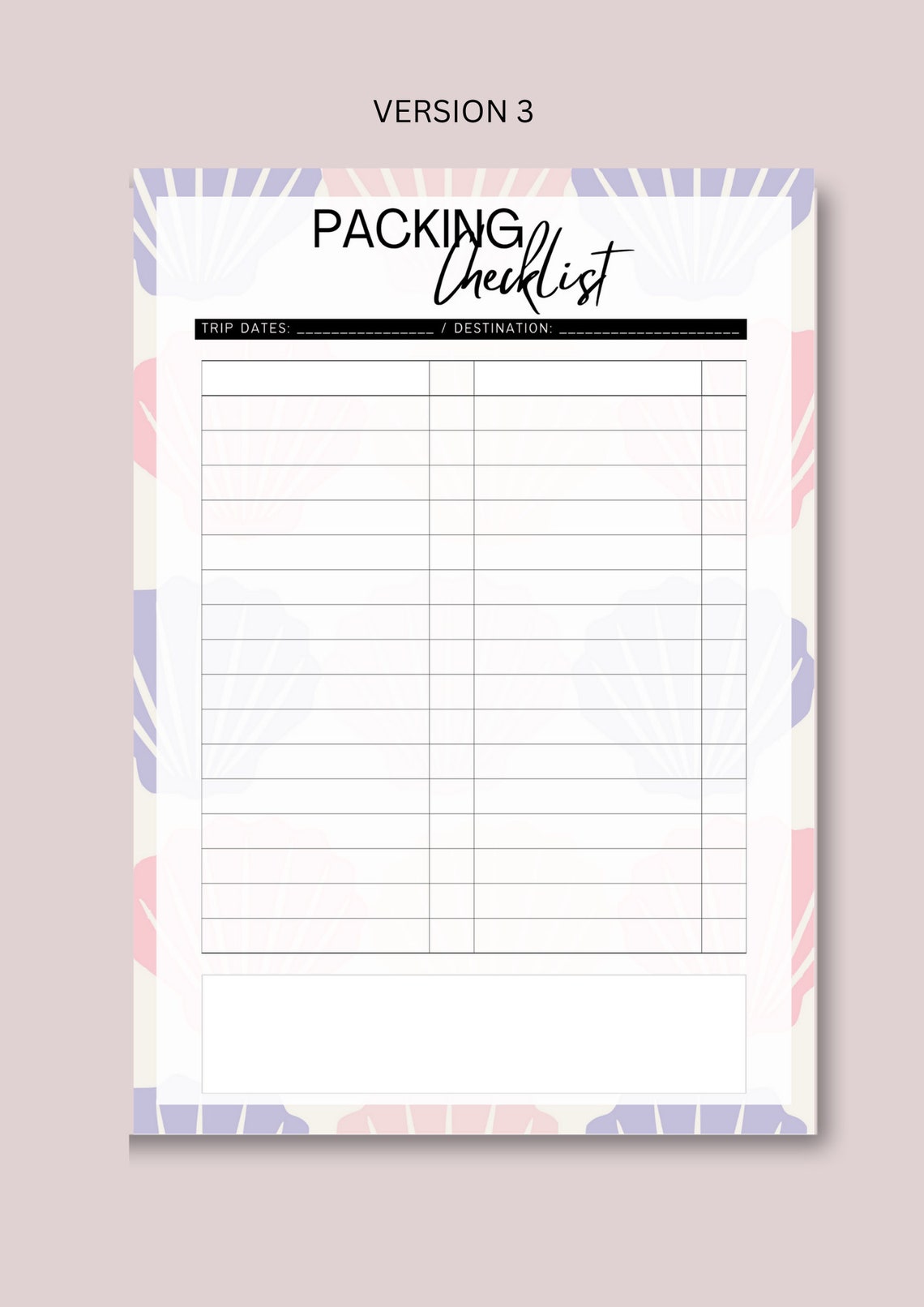 Simple Packing Checklist Printable, Vacation Planner, Road Trip ...