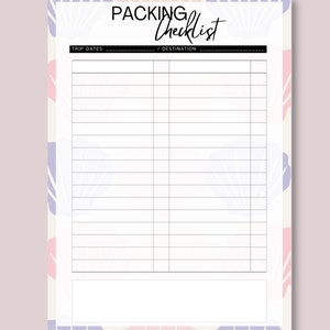 Simple Packing Checklist Printable, Vacation Planner, Road Trip ...