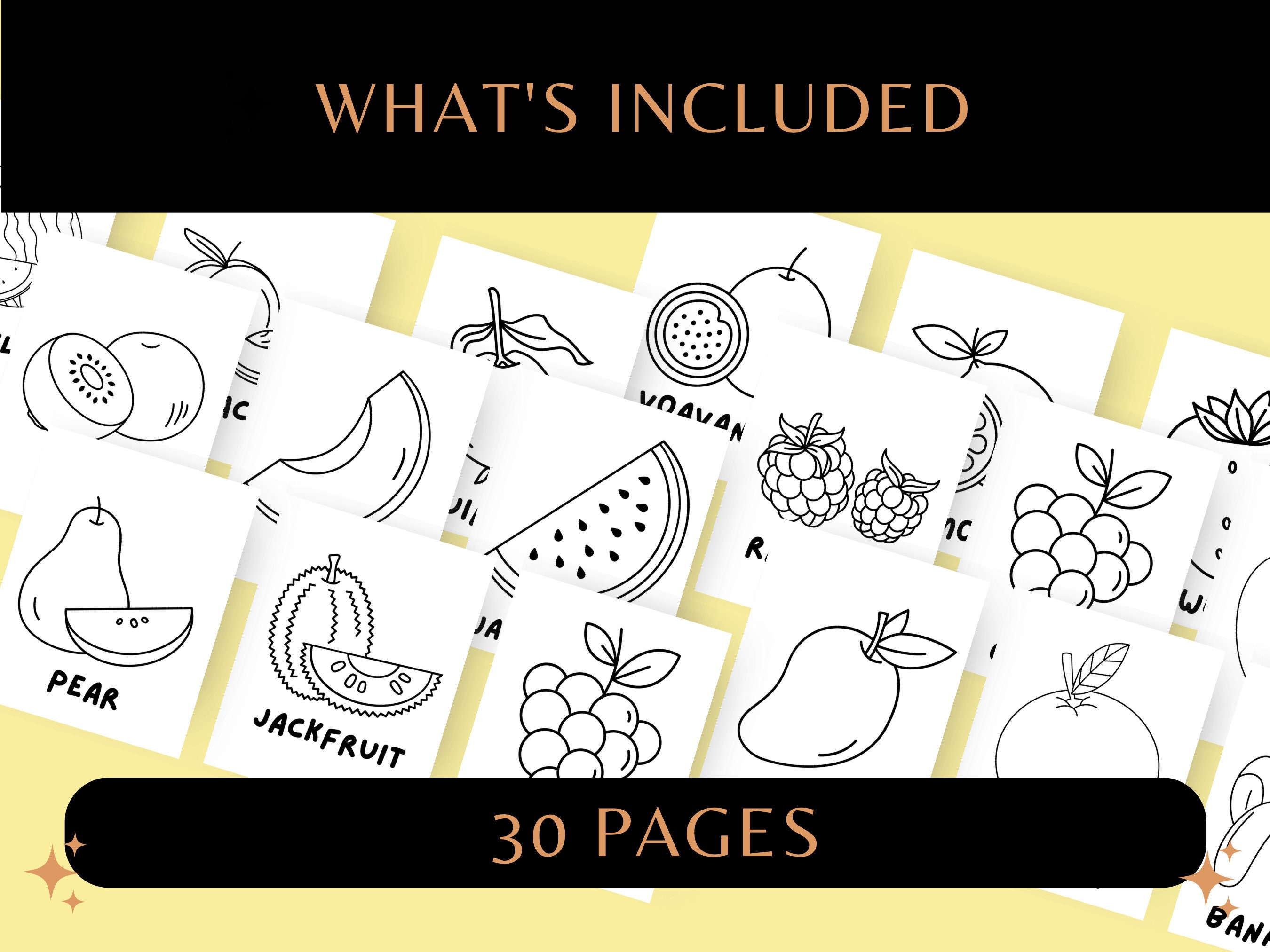 Fruits Coloring Printable Pages for Kids: Toddler Preschool ...