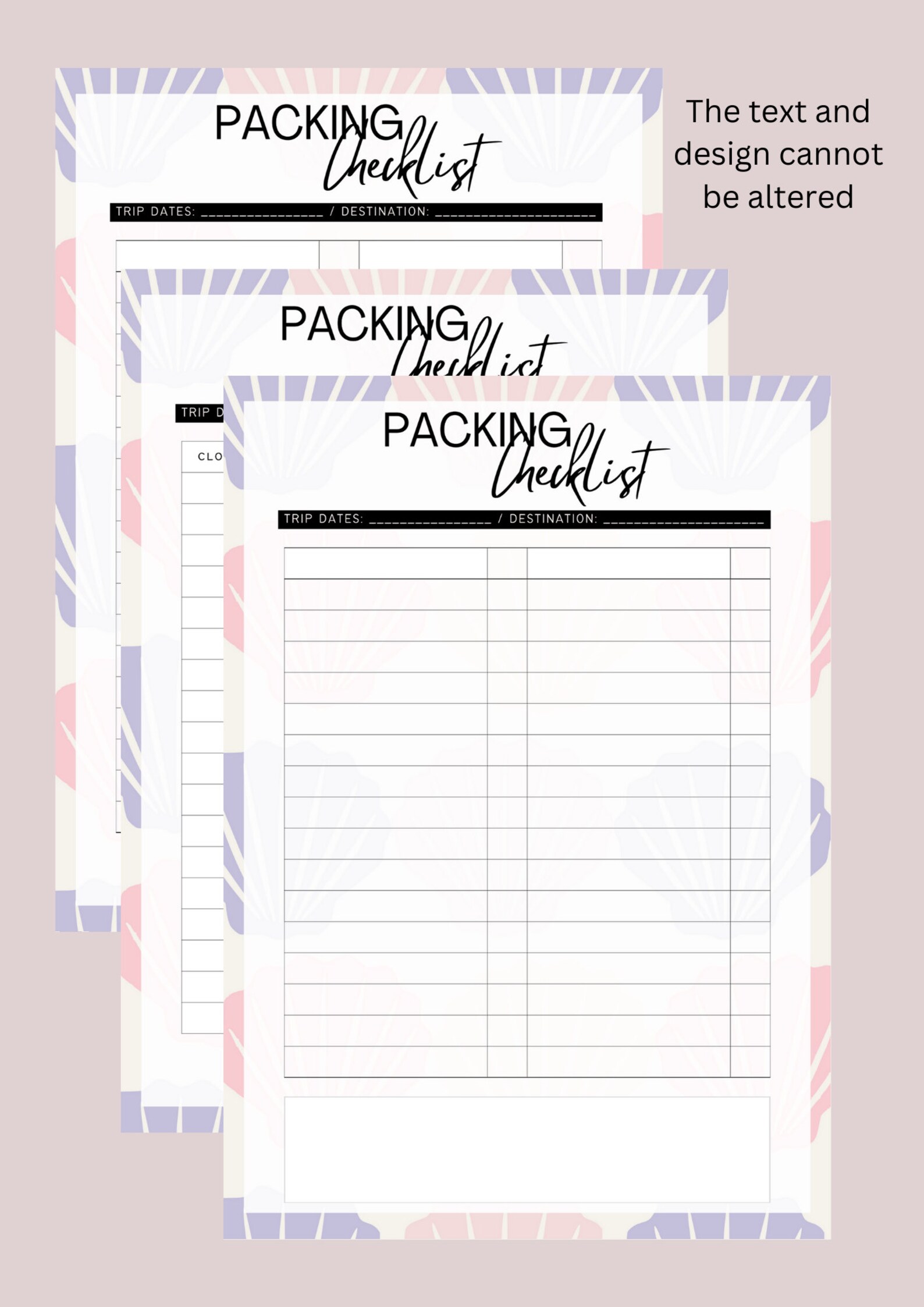 Simple Packing Checklist Printable, Vacation Planner, Road Trip ...