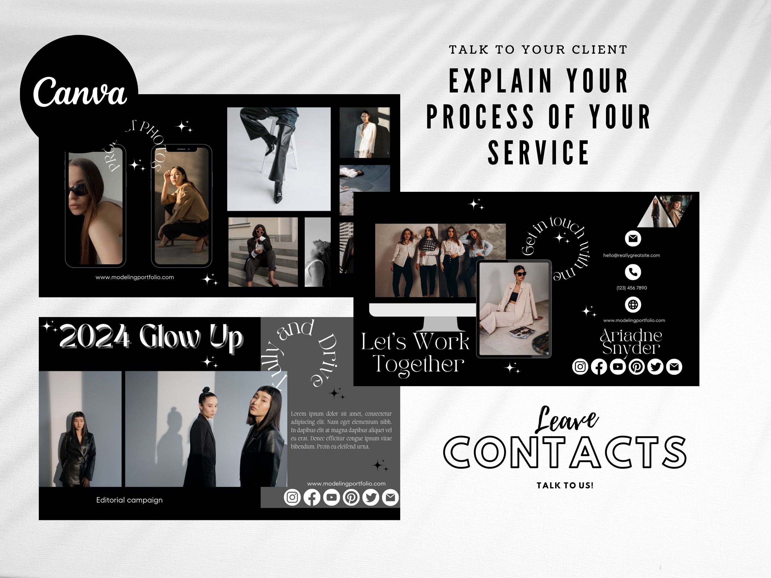 Modeling Portfolio Template Canva, Website Template, Content Creator ...