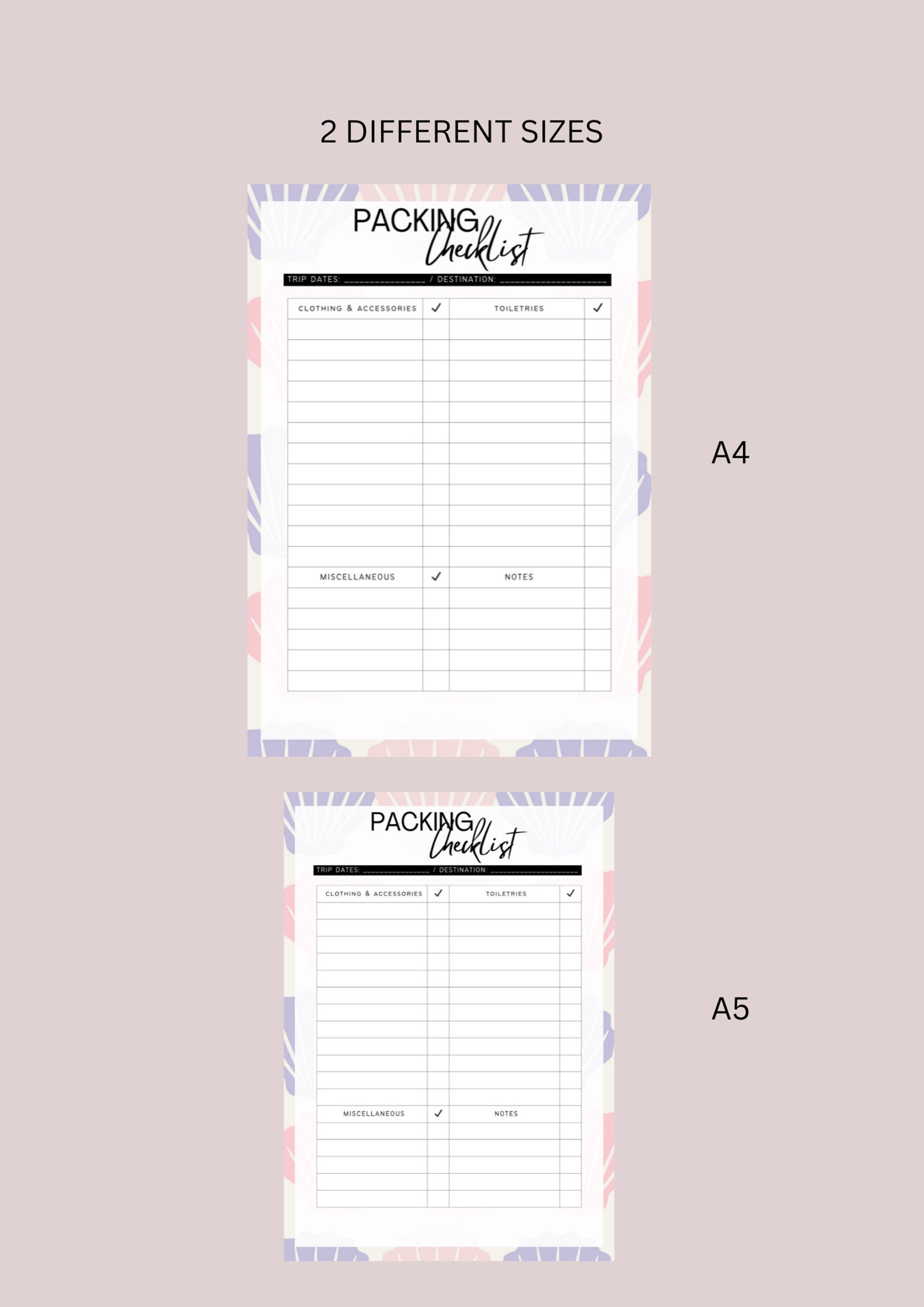 Simple Packing Checklist Printable, Vacation Planner, Road Trip ...