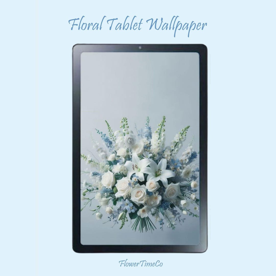 PC Tablet Floral Wallpaper, White Rose and Lily - Etsy