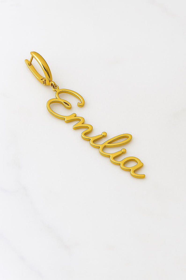 Personalized Name Drop Earrings: Gold Script, Sterling Silver - Etsy