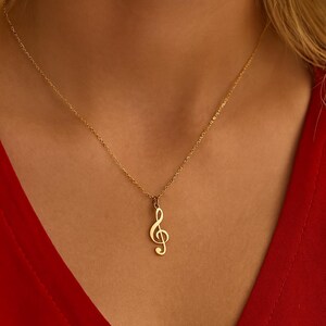 Sterling Silver Treble Clef Necklace: Minimalist Music Note Pendant - Etsy