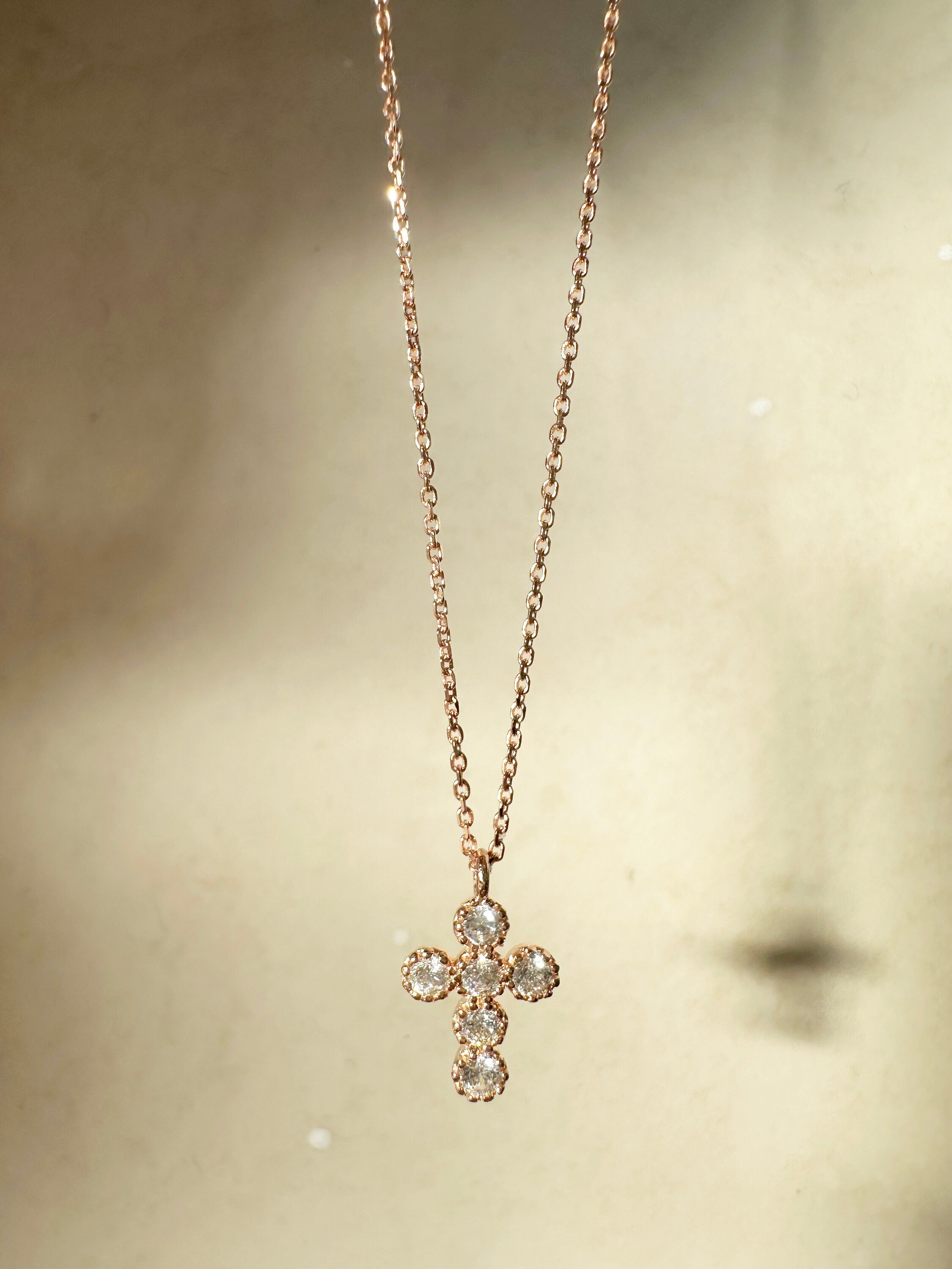 Crystal Bubble Cross Necklace Tiny Cross Pendant Mini Cross Necklace ...