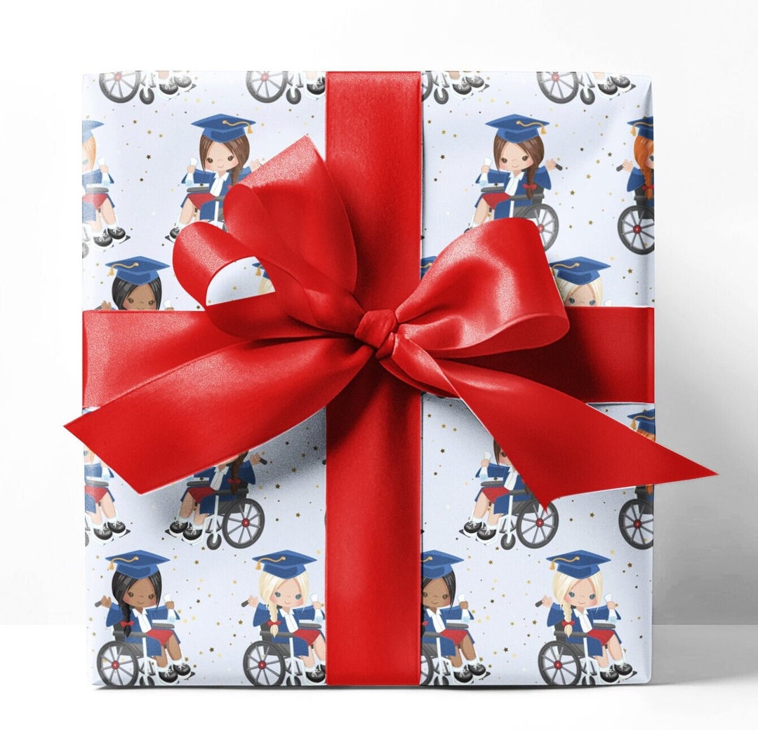 Graduation Girls in Wheelchairs Wrapping Paper - Etsy