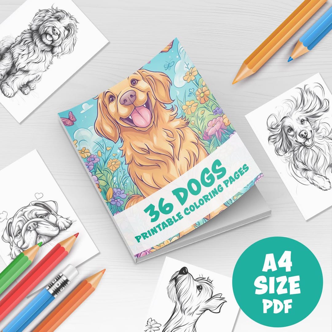 Dog Coloring Book, All Breeds and Types, Cute Pets, Fun for Kids and ...