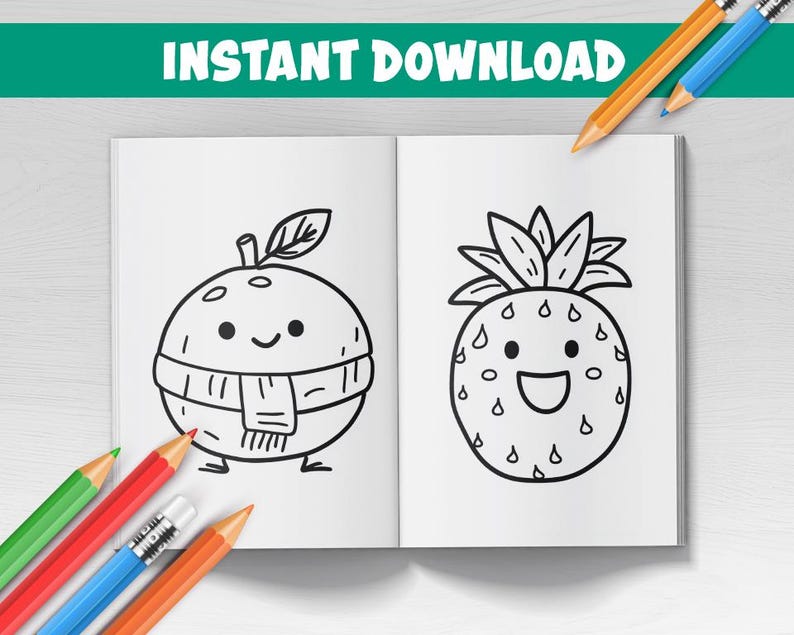 19 Cute Fruit Coloring Pages Adult and Kids Coloring Book, Fruit ...