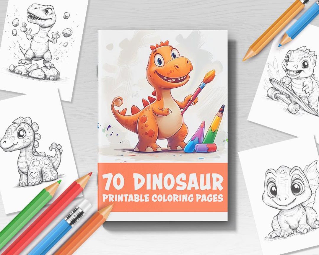 Dinosaur Coloring Pages: 70 Dino Activity Sheets (PDF Pattern) - Etsy