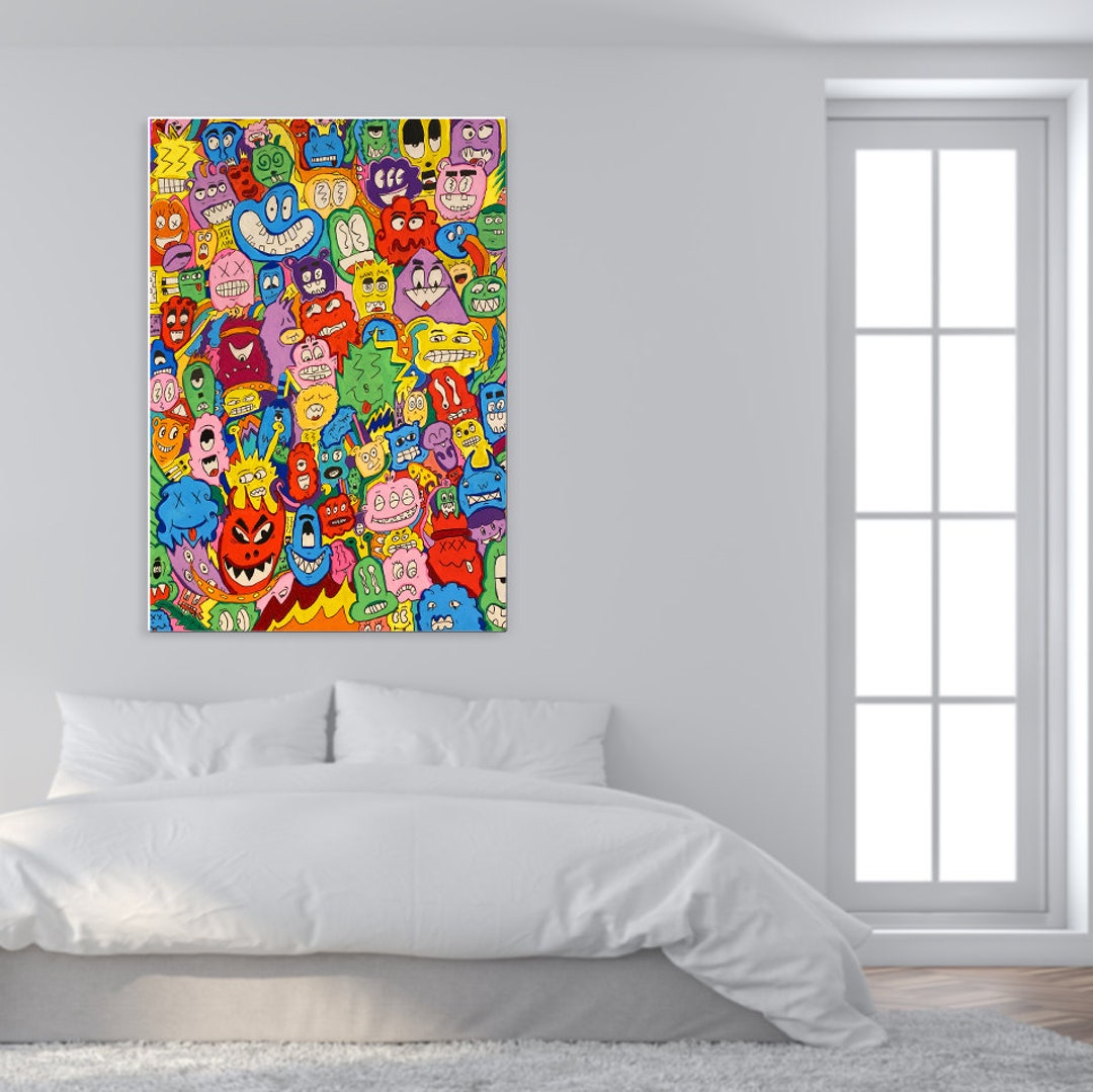 Doodle Drawing Paint Art Wall Hangings Paint Small Doodles Canvas ...
