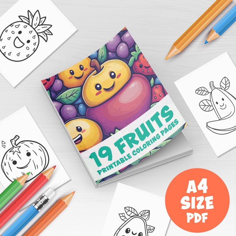 19 Cute Fruit Coloring Pages Adult and Kids Coloring Book, Fruit ...