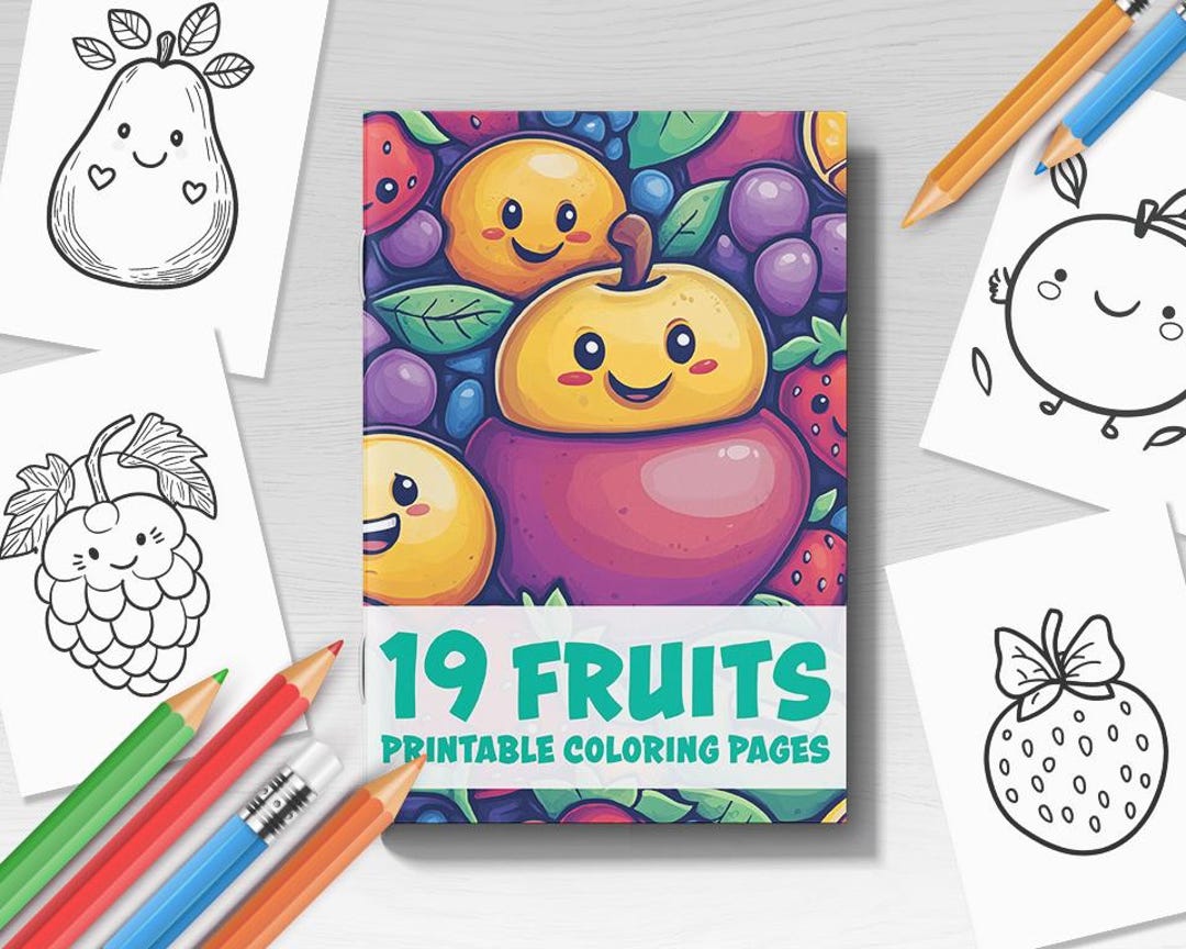 19 Cute Fruit Coloring Pages Adult and Kids Coloring Book, Fruit ...