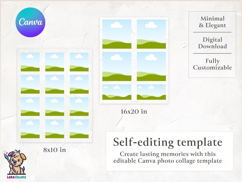 Editable Photo Collage Template, Minimalist Canva Design (digital ...