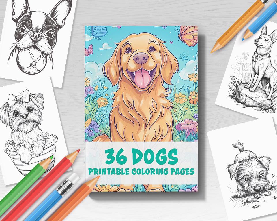 Dog Coloring Book, All Breeds and Types, Cute Pets, Fun for Kids and ...