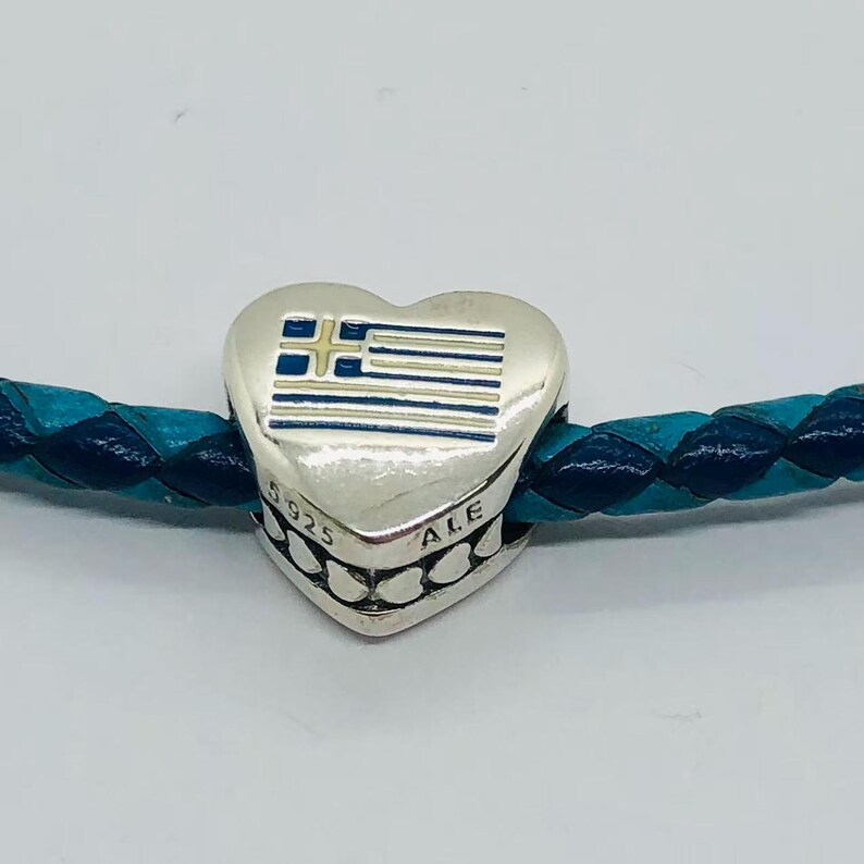 Pandora Greece Country Greek Flag Exclusive Heart Charm/birthday Travel ...