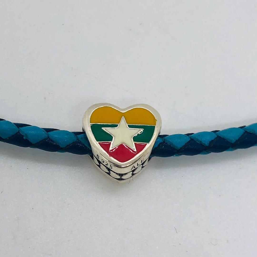 Pandora Myanmar Flag Exclusive Heart Charm/ Travel Gift/ S925 Sterling ...