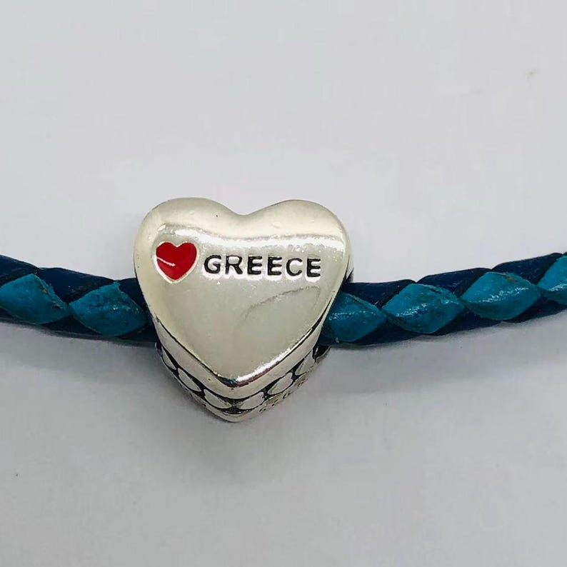 Pandora Greece Country Greek Flag Exclusive Heart Charm/birthday Travel ...