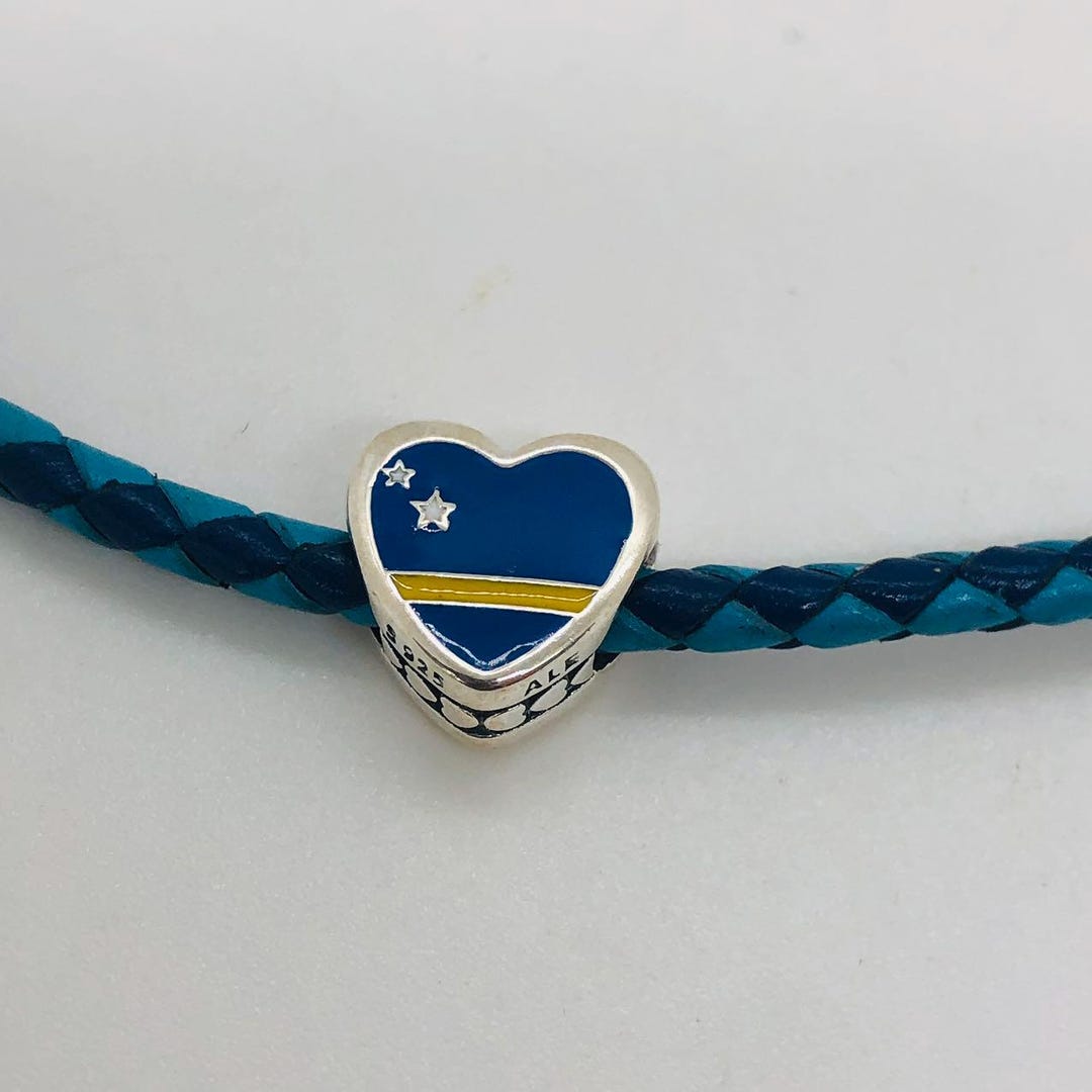 Pandora Curacao Flag Exclusive Heart Charm/ Travel Gift/ S925 Sterling ...
