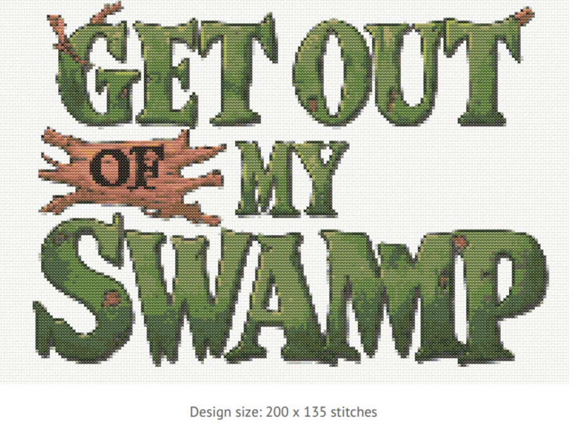 Shrek Cross Stitch Get Out of My Swamp - Swamp Monster Cross Stitch ...