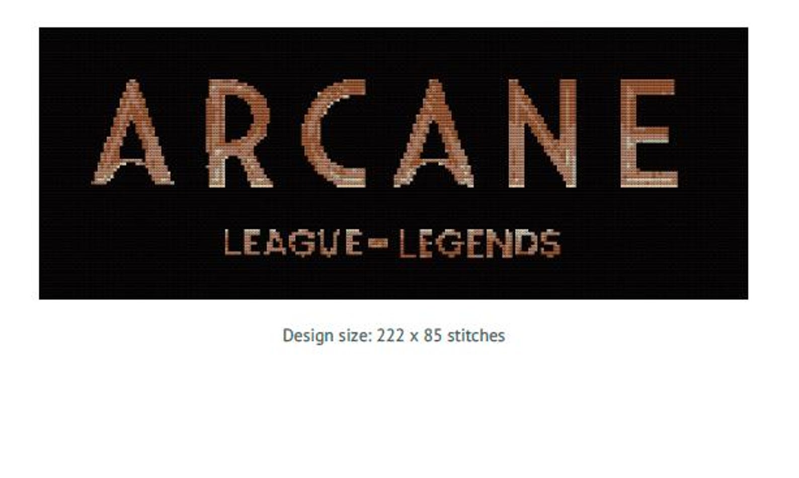 Arcane Logo Cross Stitch Pattern League of Legends Arcane Season 2 ...