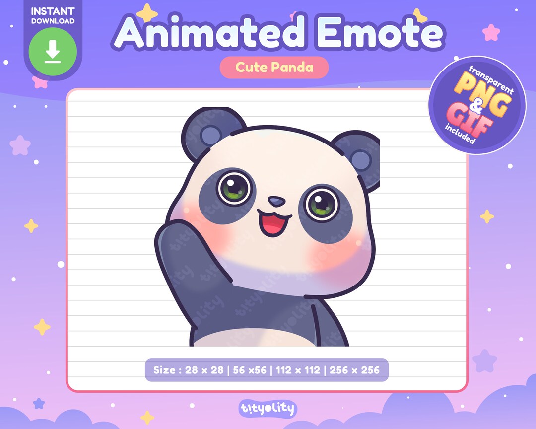 Cute Panda Animated Emote | Wave Emote | Hi Emoji | Kawaii Panda Emoji ...