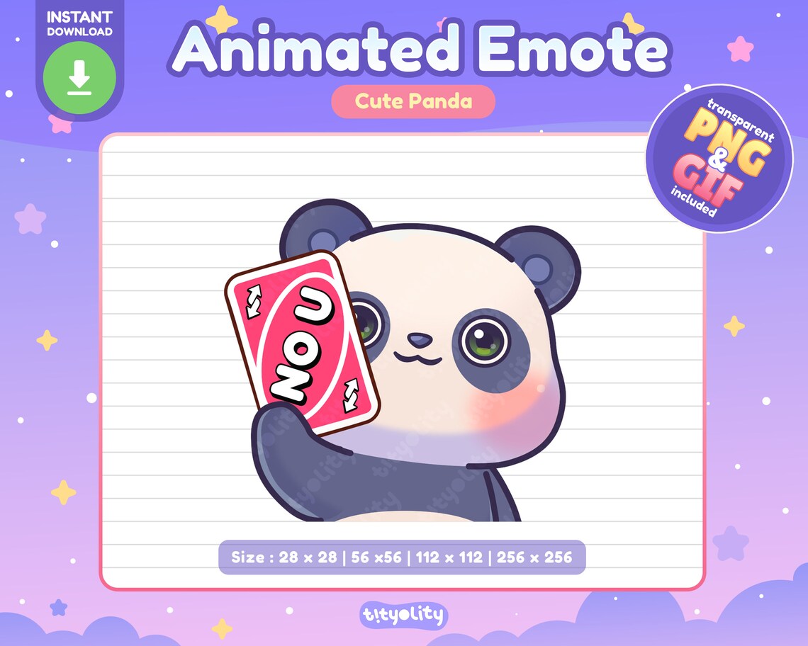 Cute Panda Animated Emote No U Emote Reverse Uno Card Emote Kawaii ...
