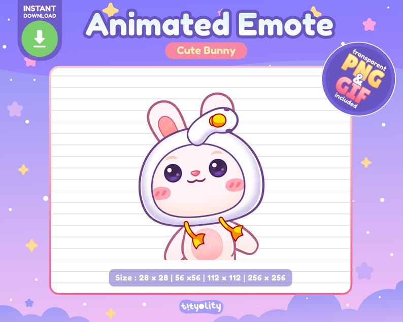 Cute Bunny Animated Emote Wiggle Dance Emote Kawaii White Rabbit Emoji ...