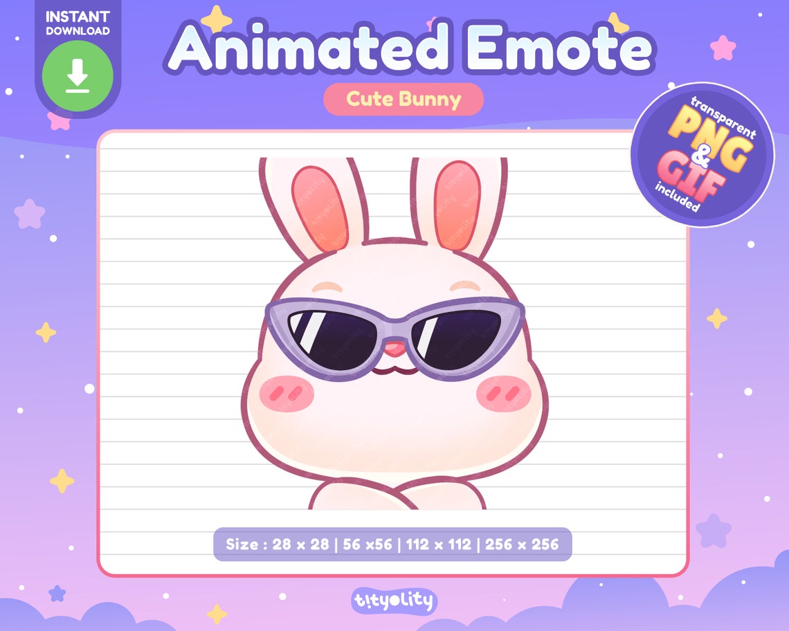 Cute Bunny Animated Emote Cool Emote Wink Emoji Kawaii White Rabbit ...