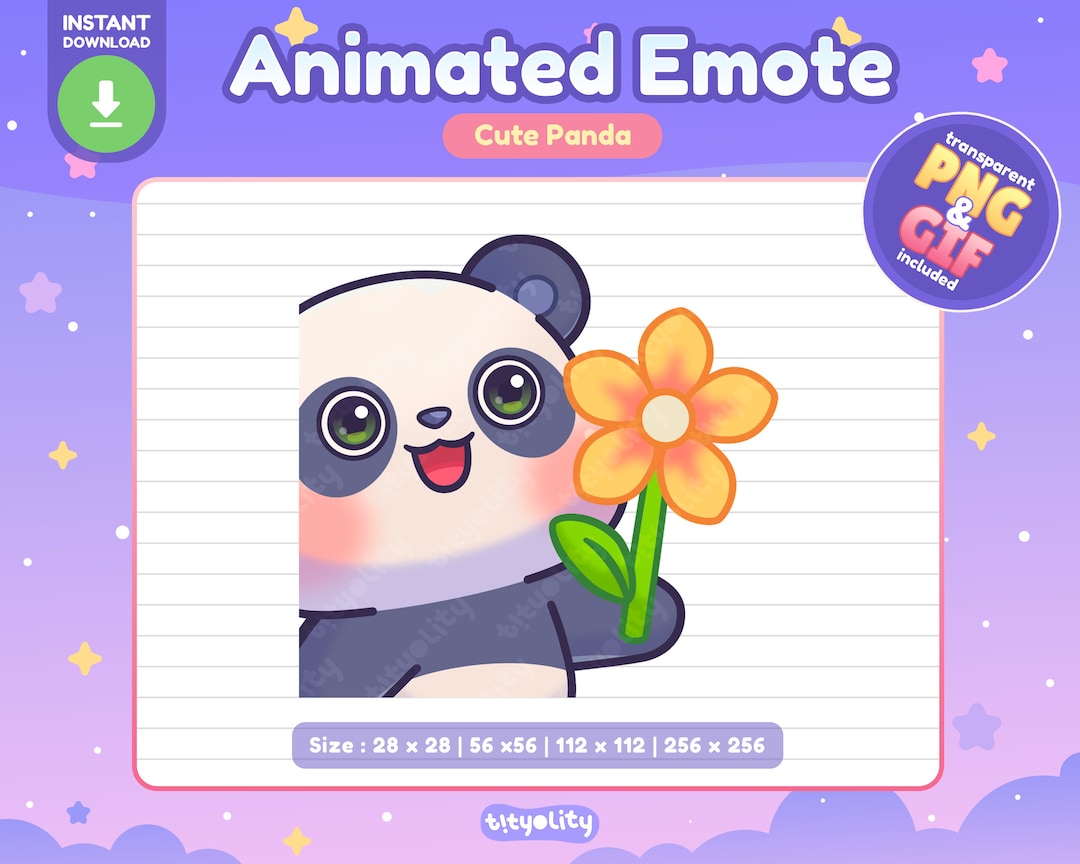 Cute Panda Animated Emote | Flower Emote | Kawaii Panda Emoji for ...