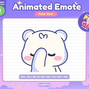 Cute Polar Bear Animated Emote | Facepalm Emote | Little Polar Bear ...