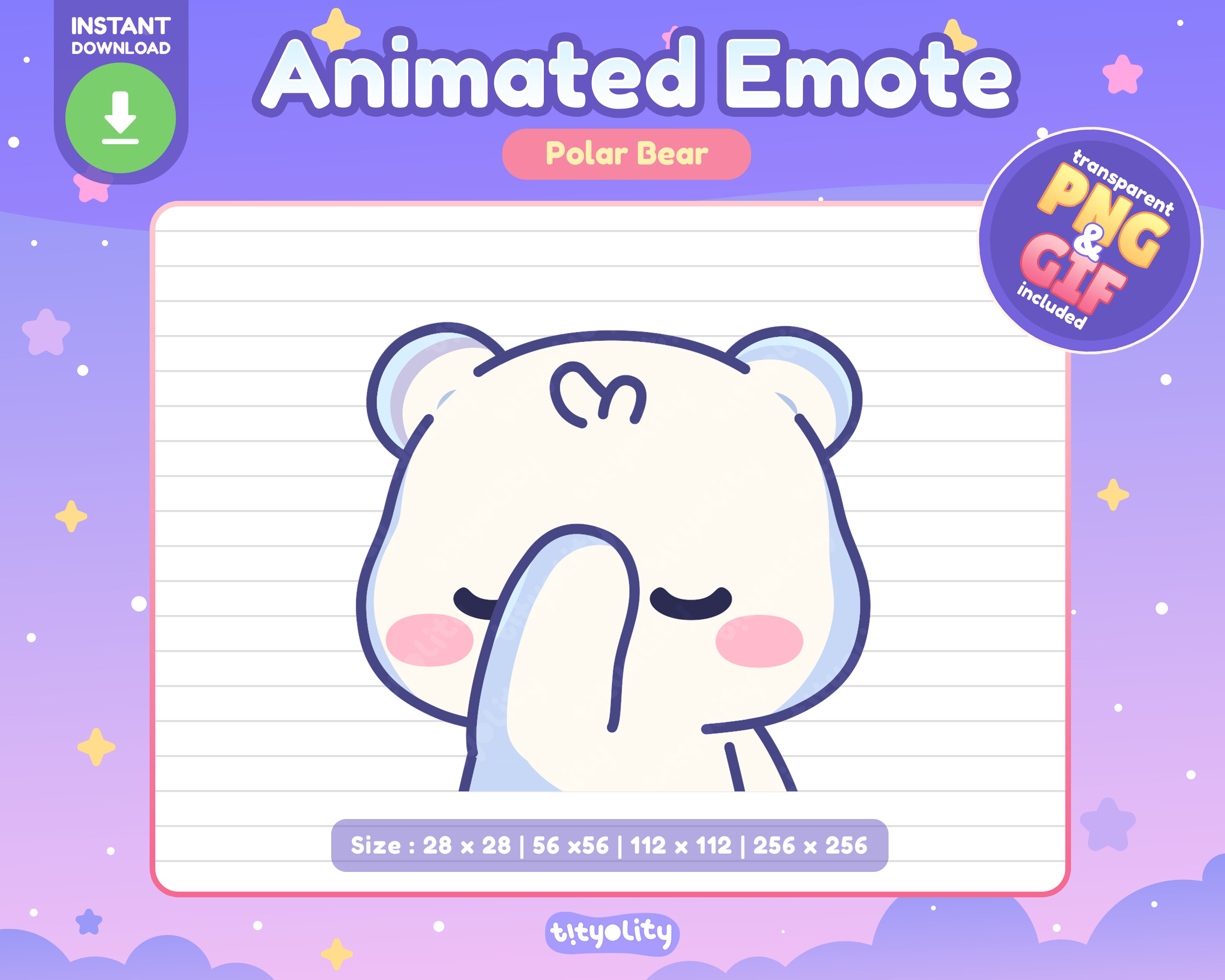 Cute Polar Bear Animated Emote | Facepalm Emote | Little Polar Bear ...
