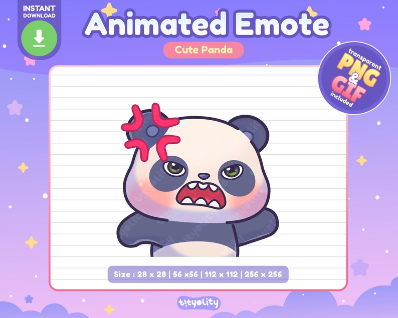 Cute Panda Animated Emote Angry Emote Mad Twitch Emoji Kawaii Panda ...