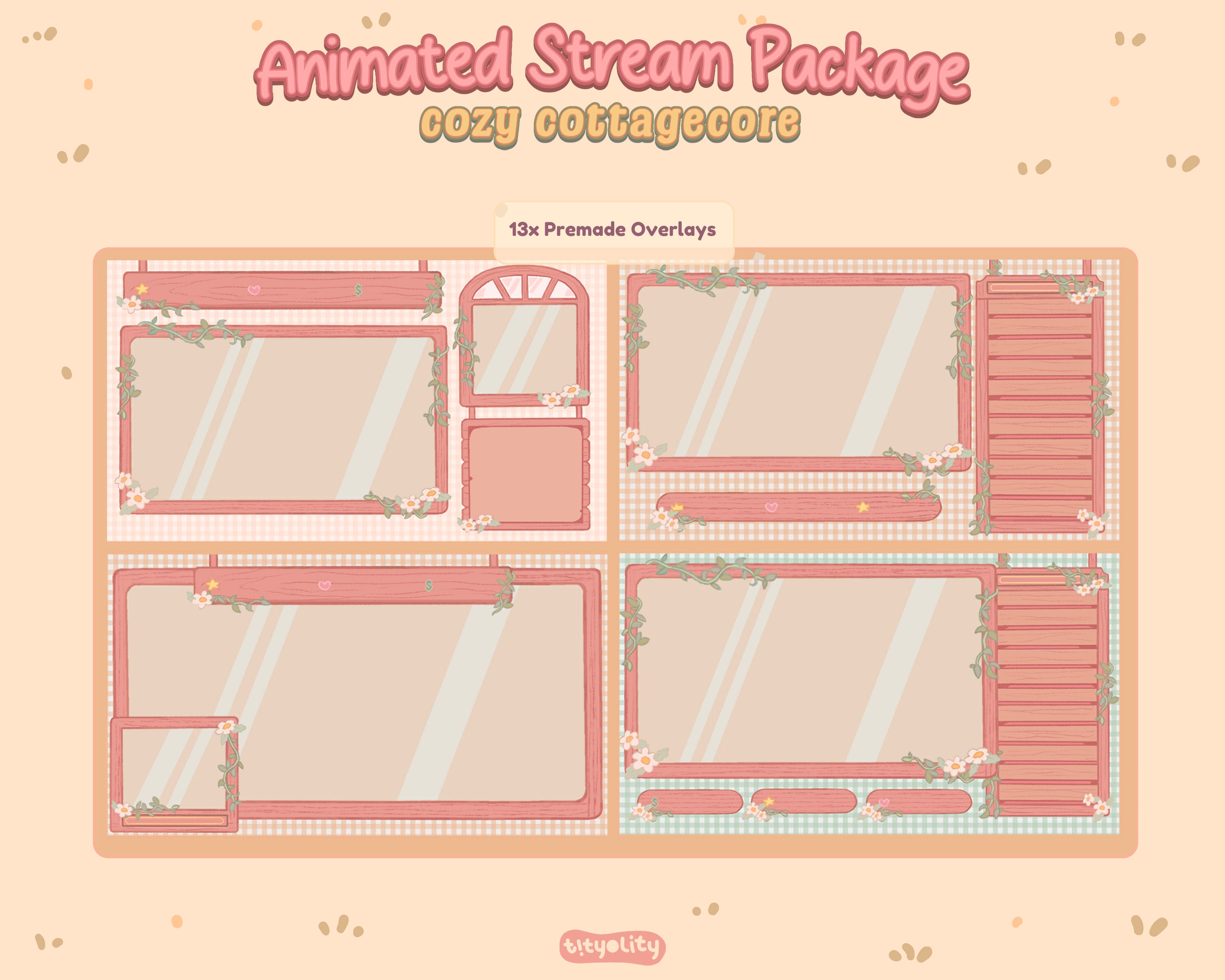 Stream Overlay Cottagecore Cute and Cozy | Animated Twitch Overlays ...