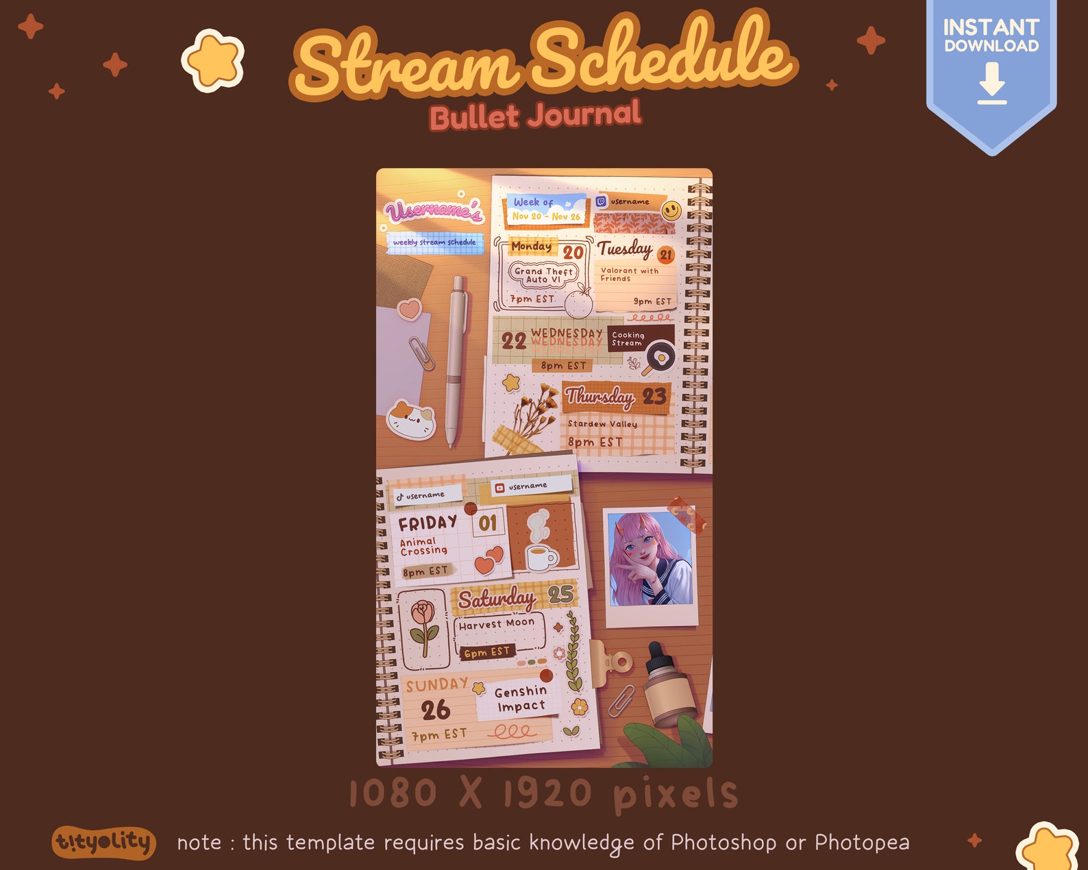 Anime Stream Schedule Template: Vtuber Content Calendar (PSD File) - Etsy