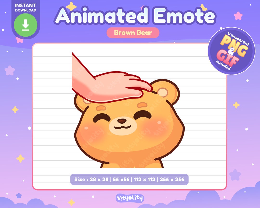 Cute Bear Animated Emote | Pat Pat Emote | Kawaii Brown Bear Emoji for ...