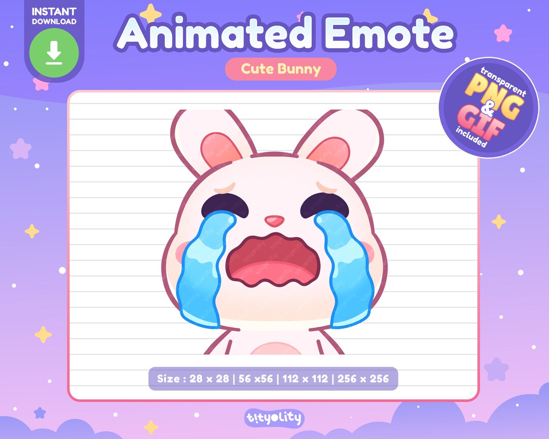 Cute Bunny Animated Emote | Cry Emote | Kawaii White Rabbit Emoji for ...