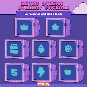 Retro Computer Stream Overlay Package: Animated Twitch Screens (digital ...