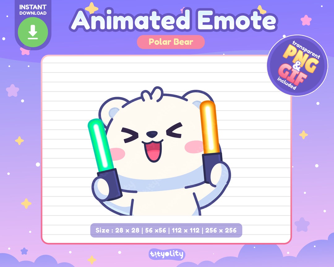 Cute Polar Bear Animated Emote | Cheer Emote | Little Polar Bear Emoji ...