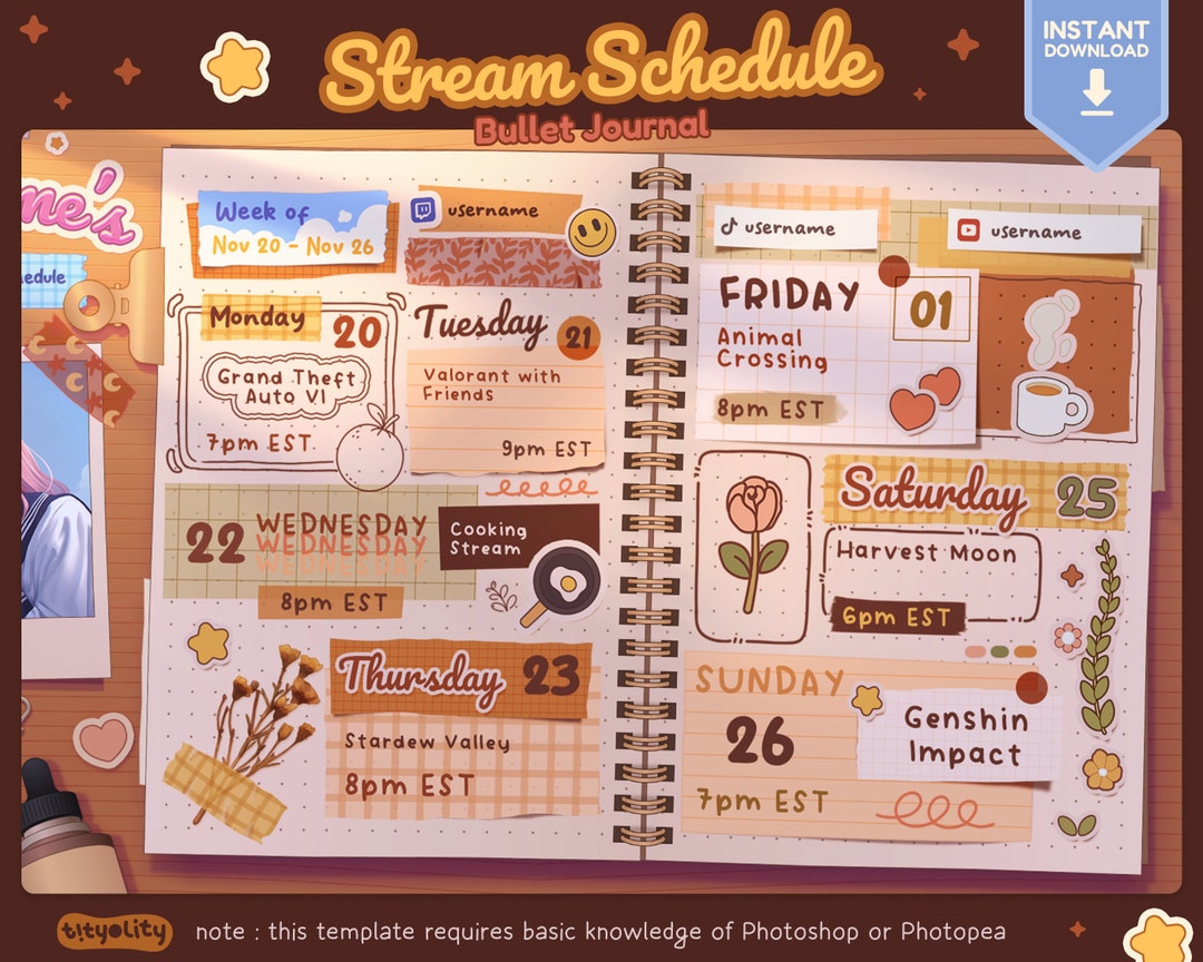 Anime Stream Schedule Template: Vtuber Content Calendar (PSD File) - Etsy