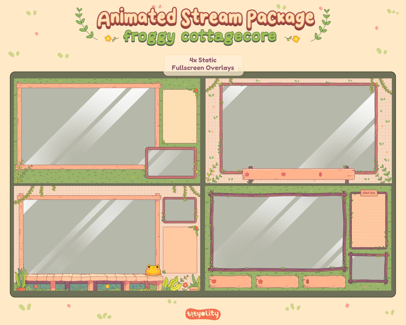 Animated Cute Frog Overlay | Froggy Cottagecore Overlay Package | Cozy ...